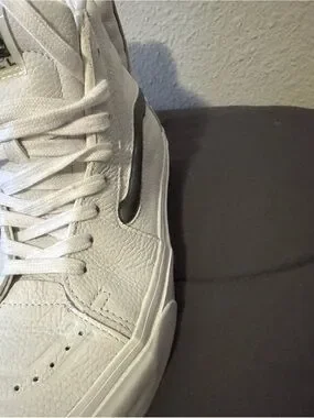 Vans | Other | Vans White Hightop Sneakers With Black Side Stripe ...